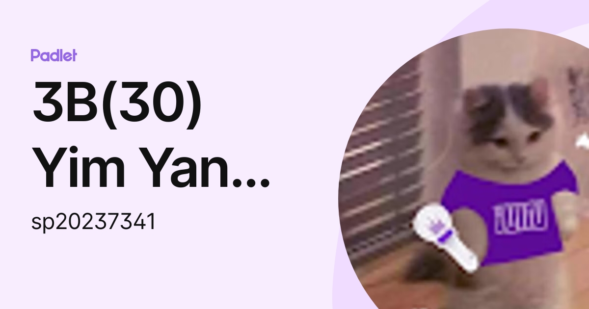 2B (32) Yim Yan Ching (sp20237341) profile | Padlet