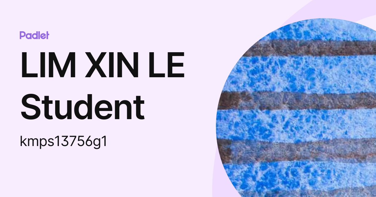 LIM XIN LE Student (kmps13756g1) profile | Padlet