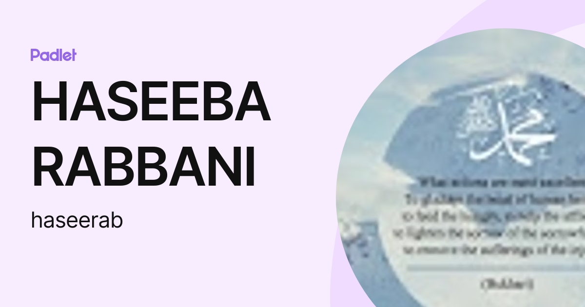 HASEEBA RABBANI (haseerab) profile | Padlet