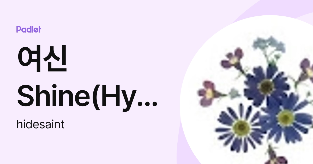 여신Shine(Hyewon Shin) (hidesaint) profile | Padlet