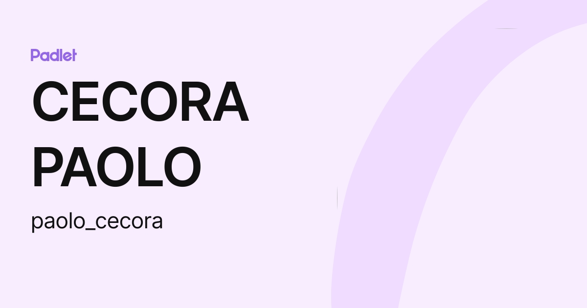 CECORA PAOLO (paolo_cecora) profile | Padlet