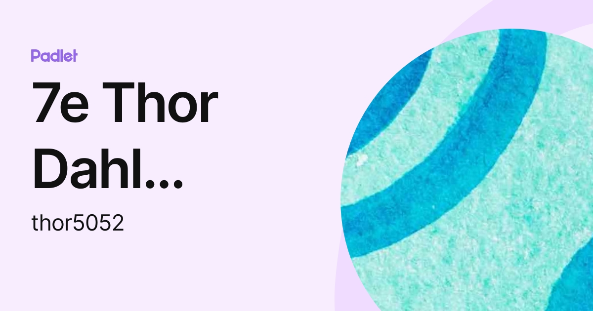 7e Thor Dahl Engberg (thor5052) profile | Padlet