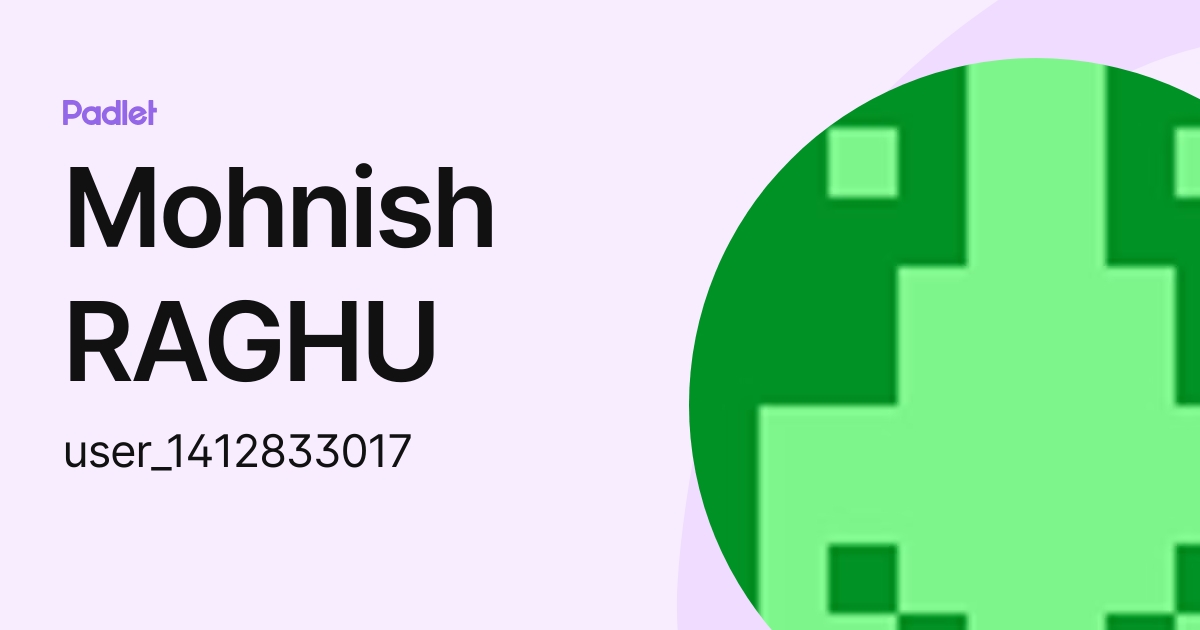 Mohnish RAGHU (user_1412833017) profile | Padlet