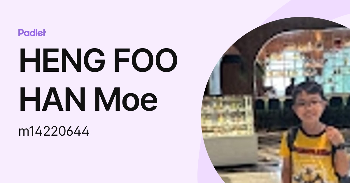 HENG FOO HAN Moe (m14220644) profile | Padlet