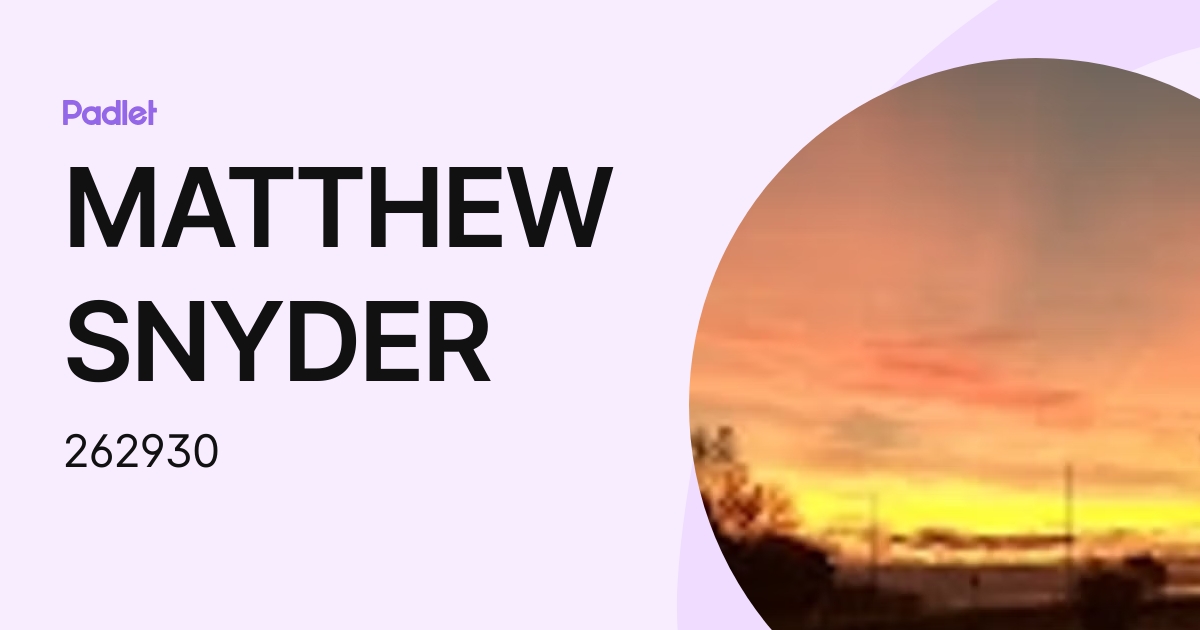 MATTHEW SNYDER (262930) profile | Padlet