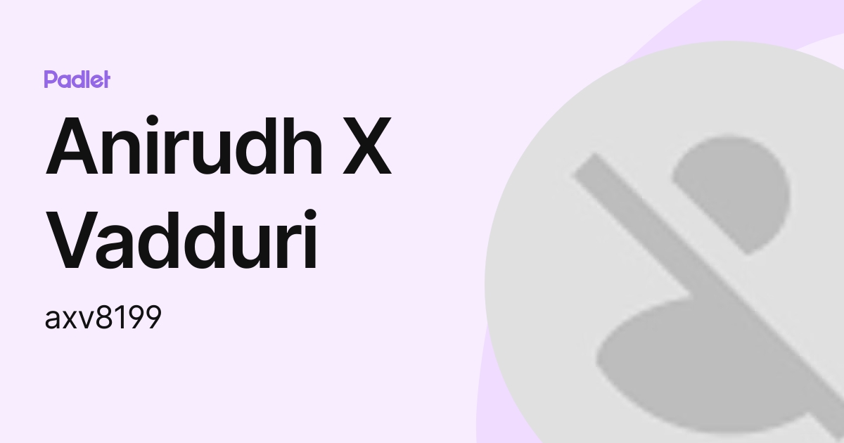 Anirudh X Vadduri (axv8199) profile | Padlet