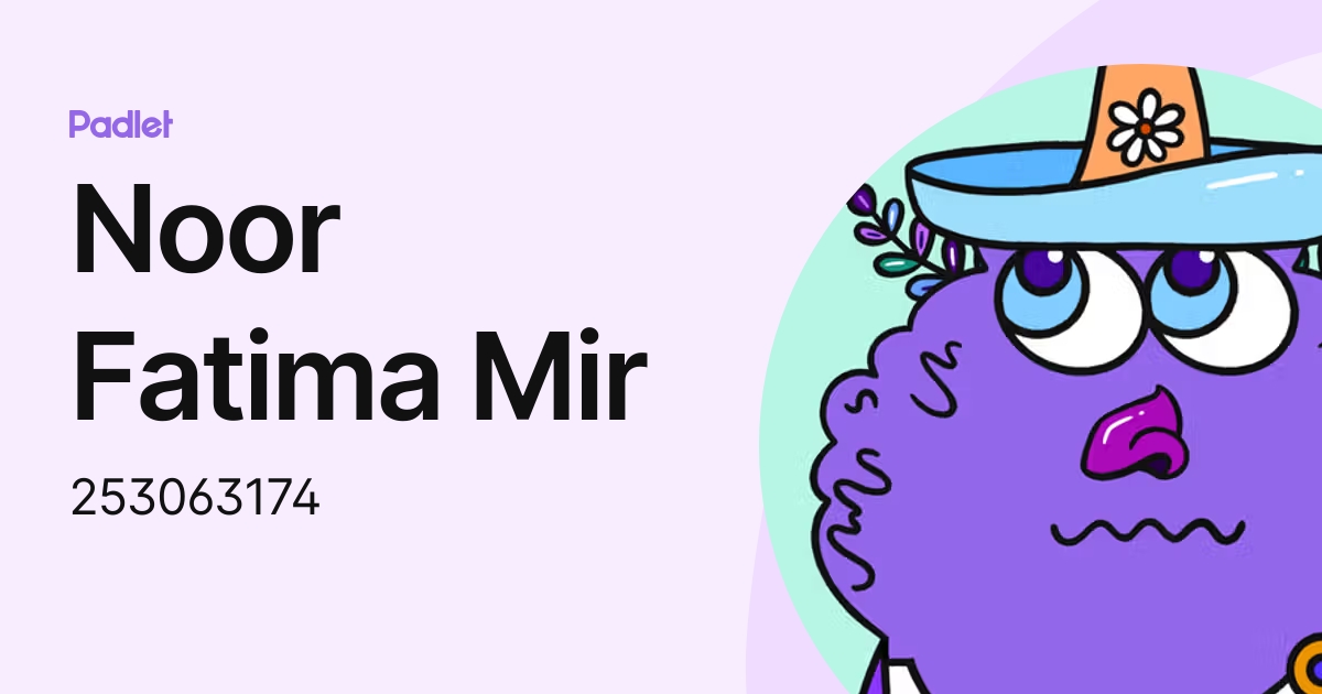 Noor Fatima Mir (253063174) profile | Padlet