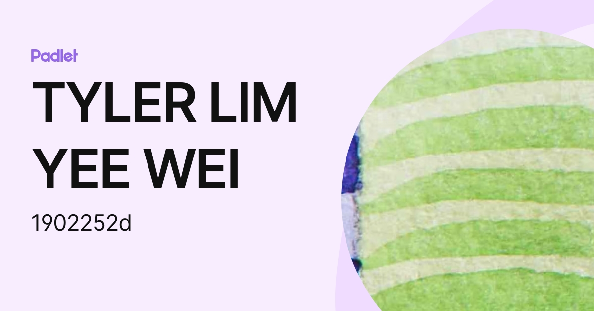 TYLER LIM YEE WEI (1902252d) profile | Padlet
