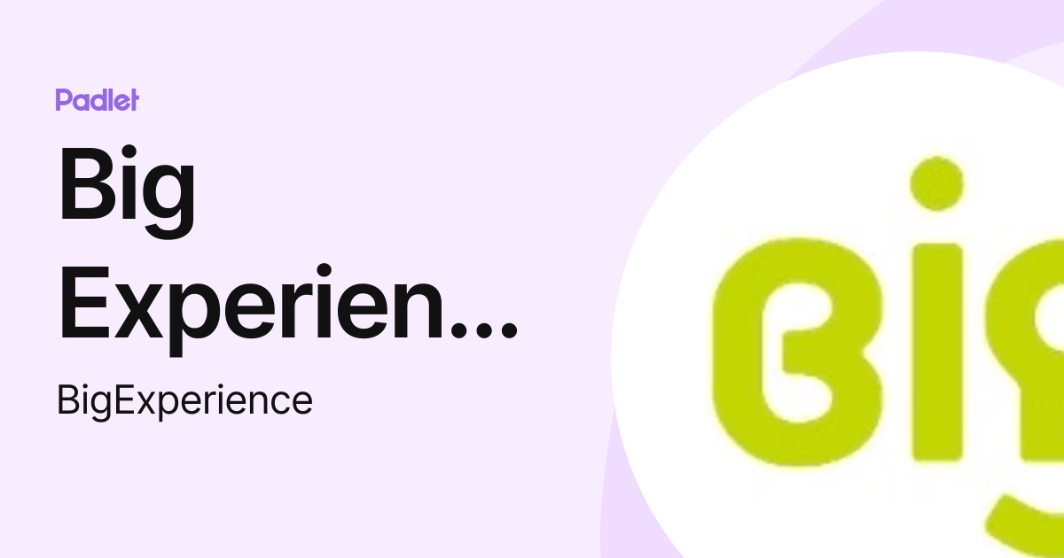 Big Experience (BigExperience) profile | Padlet