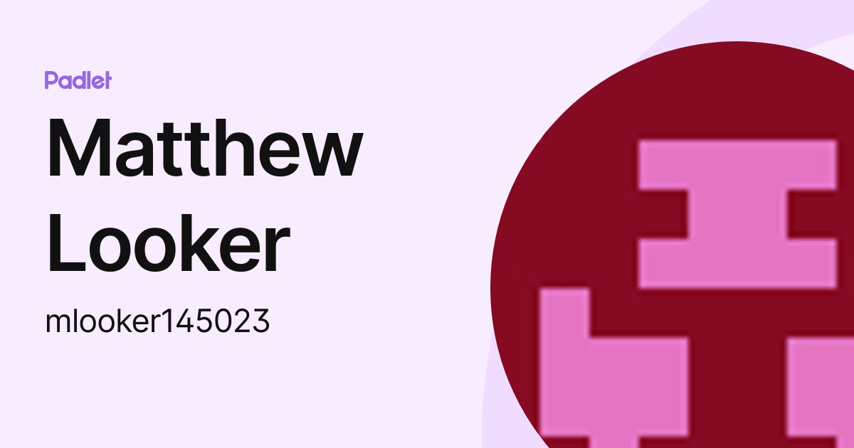 Matthew Looker (mlooker145023) profile | Padlet