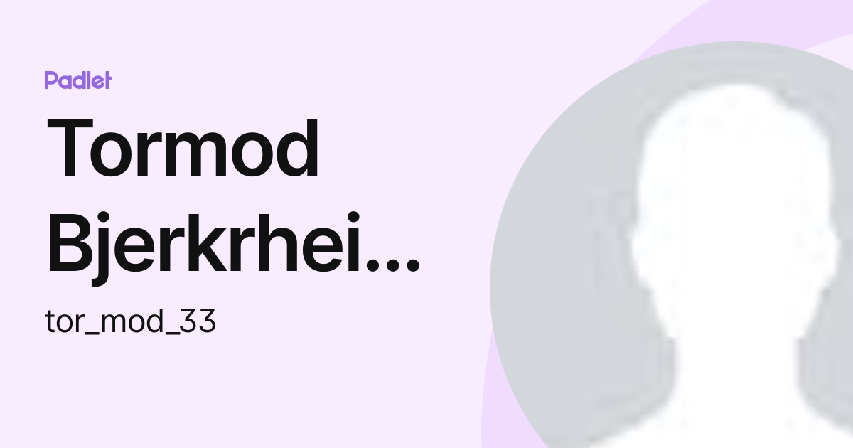 Tormod Bjerkrheim Sørlie (tor_mod_33) profile | Padlet