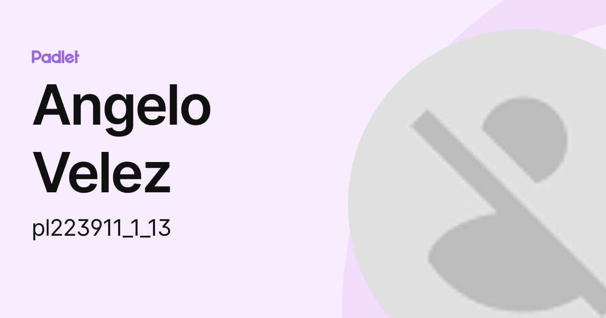 Angelo Velez (pl223911) profile | Padlet