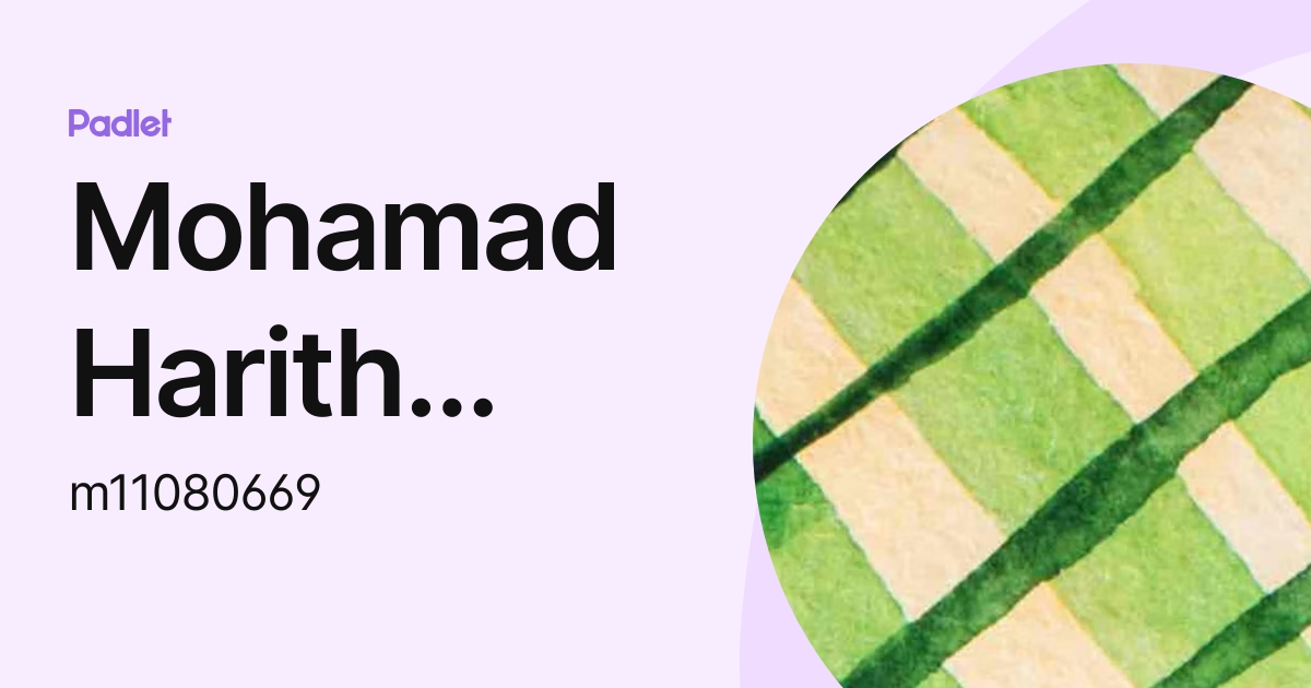 Mohamad Harith Irfan (m11080669) profile | Padlet