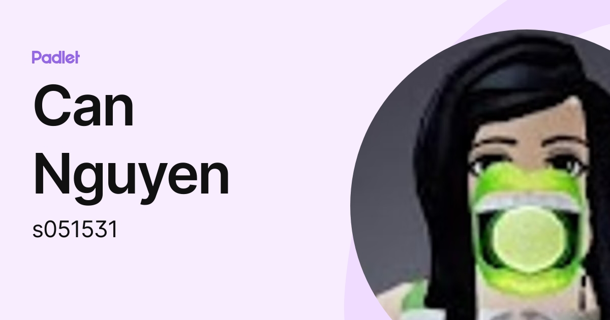 Can Nguyen (s051531) profile | Padlet