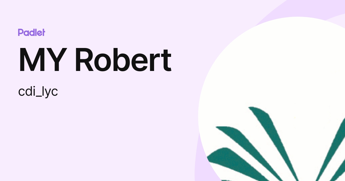 Profil de MY Robert (cdi_lyc) | Padlet
