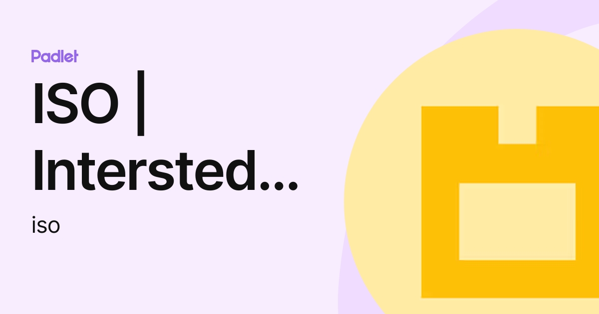 ISO | Interstedelijk Studenten Overleg (iso) profile | Padlet