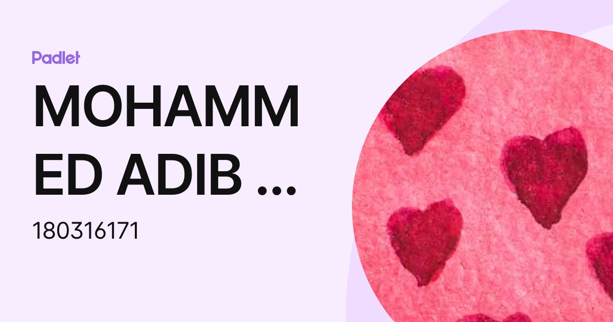 MOHAMMED ADIB B ISKANDAR M (180316171) profile | Padlet