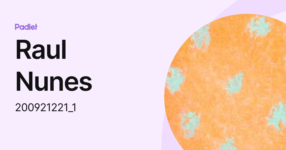 Raul Nunes (20092122) profile | Padlet