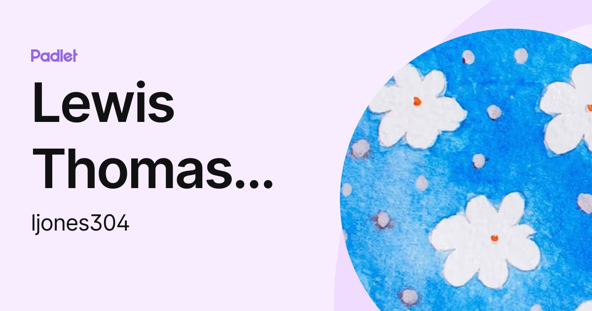 Lewis Thomas JONES (ljones304) profile | Padlet