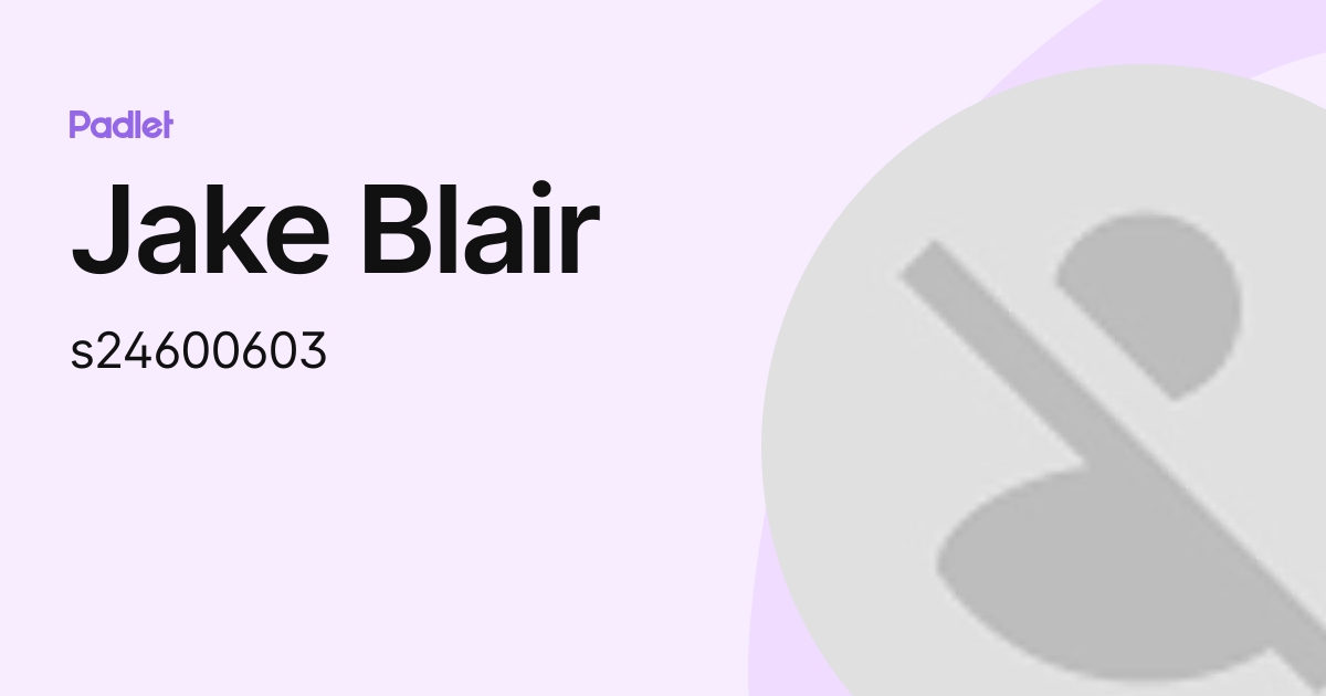 Jake Blair (s24600603) profile | Padlet