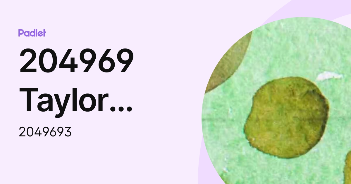 204969 Taylor Dodd (2049693) profile | Padlet