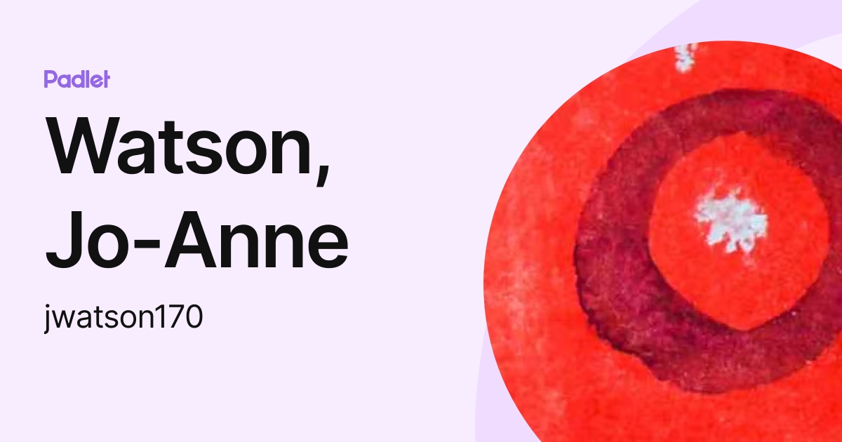 Watson, Jo-Anne (jwatson170) profile | Padlet