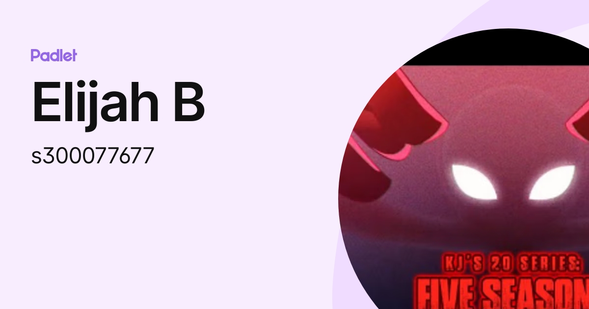 Elijah B (s300077677) profile | Padlet