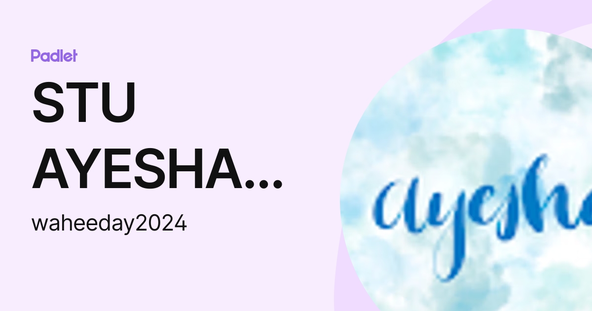 STU AYESHA WAHEED (waheeday2024) profile | Padlet