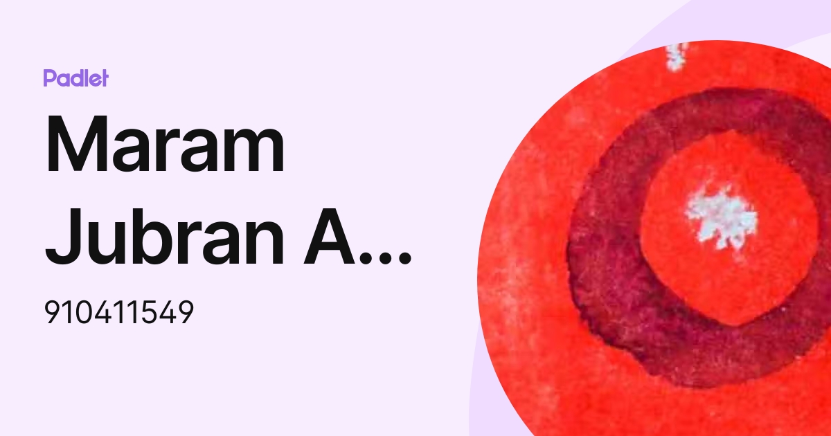 Maram Jubran Ali Mohsen (910411549) profile | Padlet