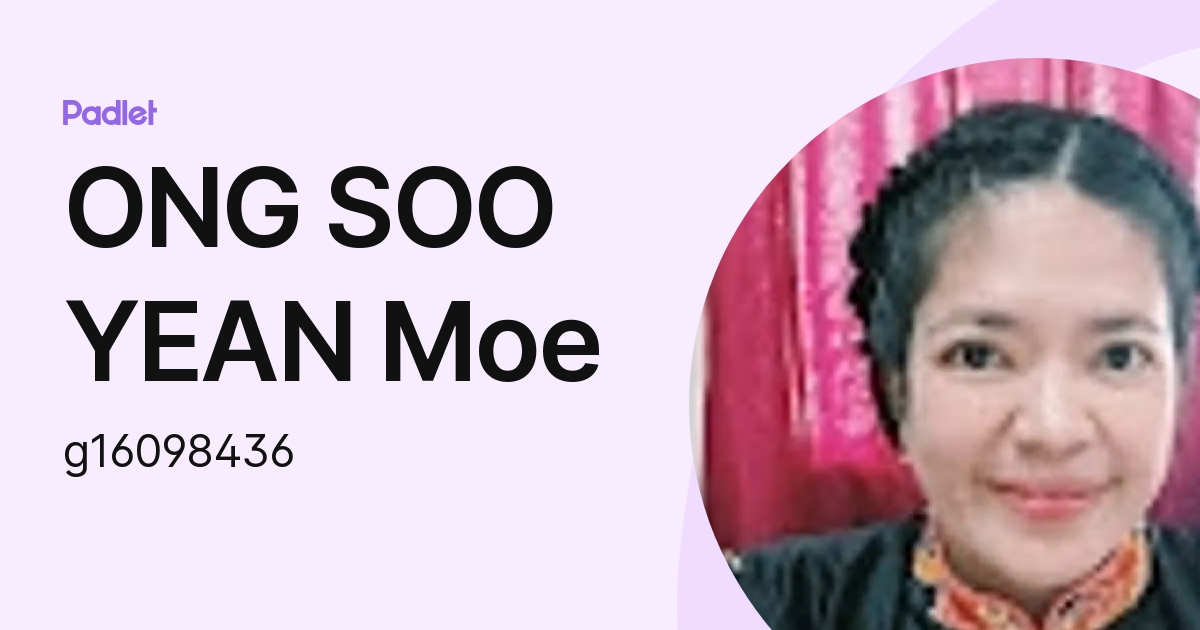 ONG SOO YEAN Moe (g16098436) profile | Padlet