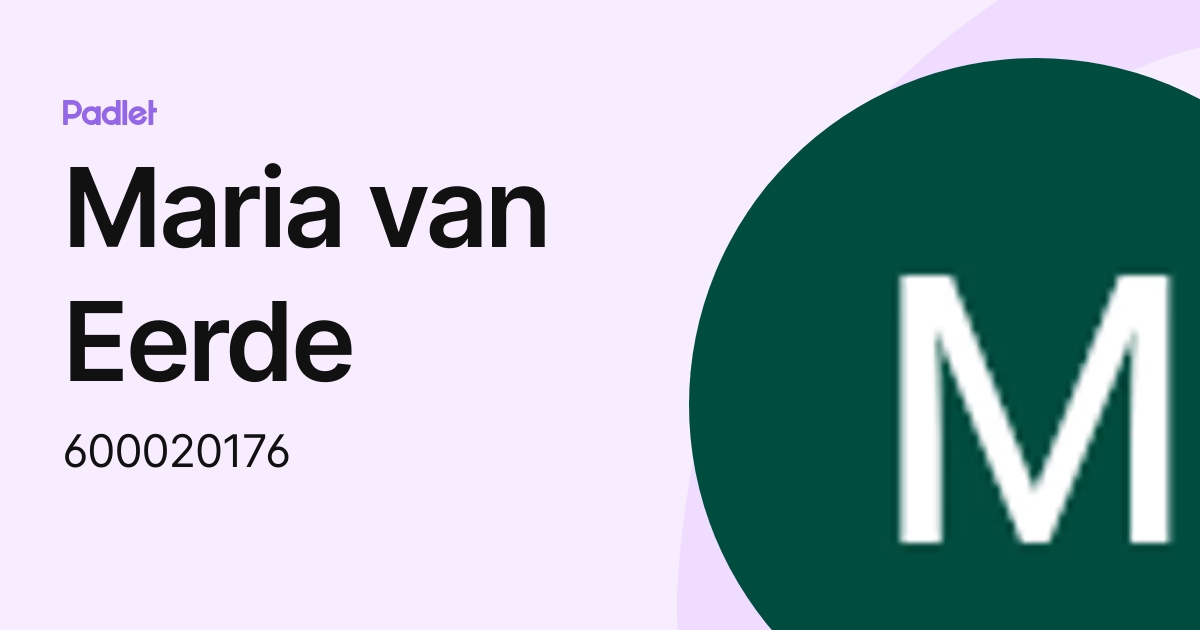 Maria van Eerde (600020176) profile | Padlet