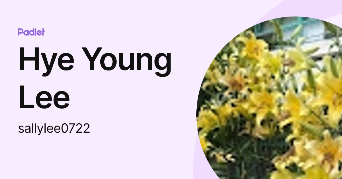 Hye Young Lee (sallylee0722) profile | Padlet