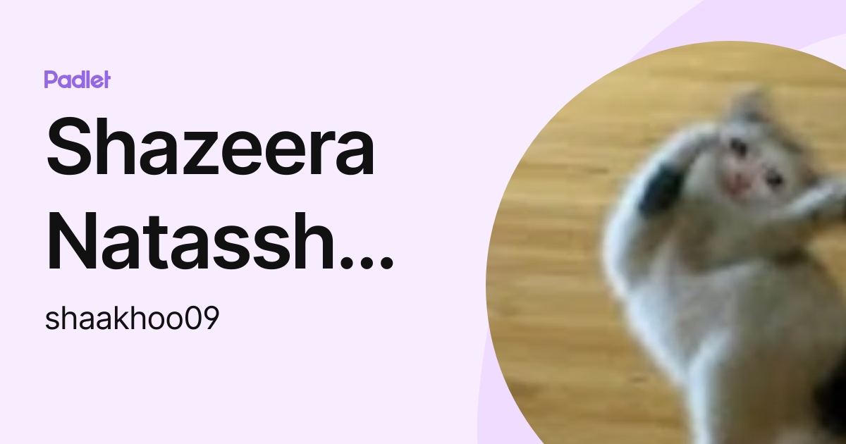 Shazeera Natassha Khoo (shaakhoo09) profile | Padlet
