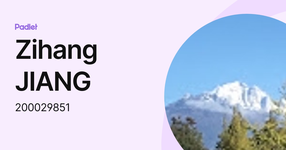 Zihang JIANG (200029851) profile | Padlet