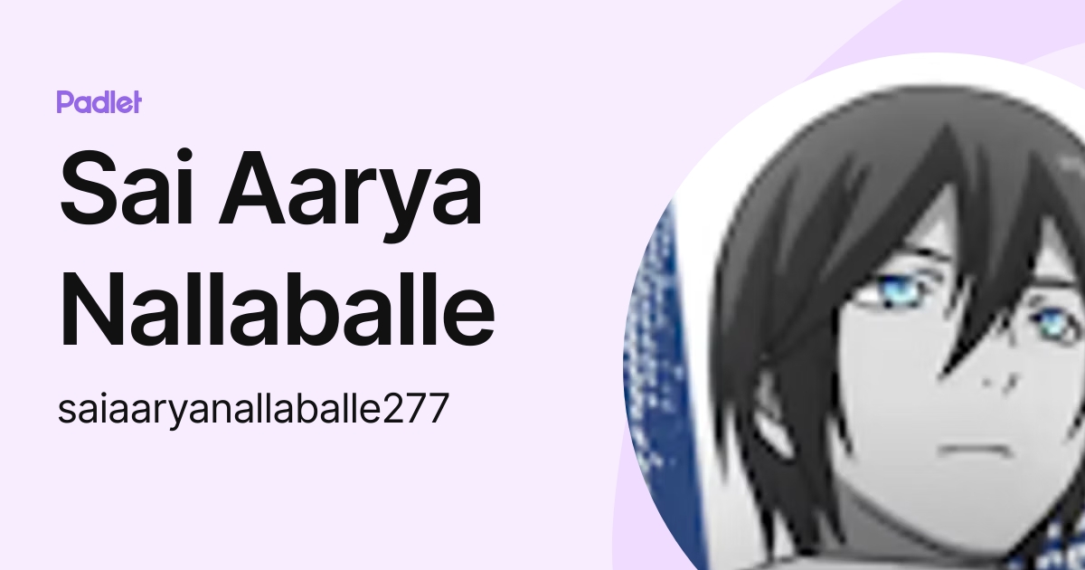 Sai Aarya Nallaballe (saiaaryanallaballe277) profile | Padlet