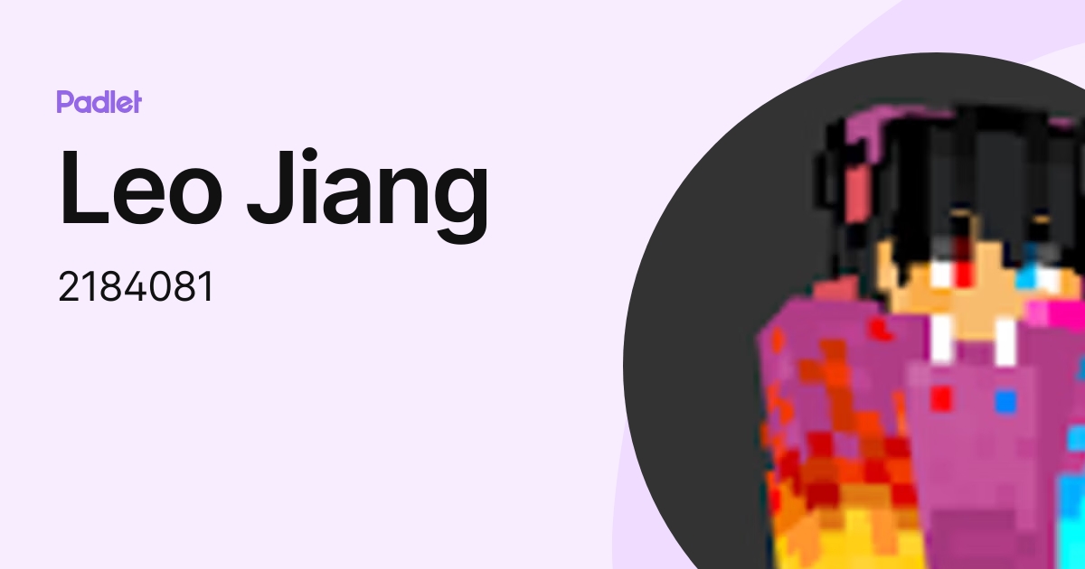 Leo Jiang (2184081) profile | Padlet
