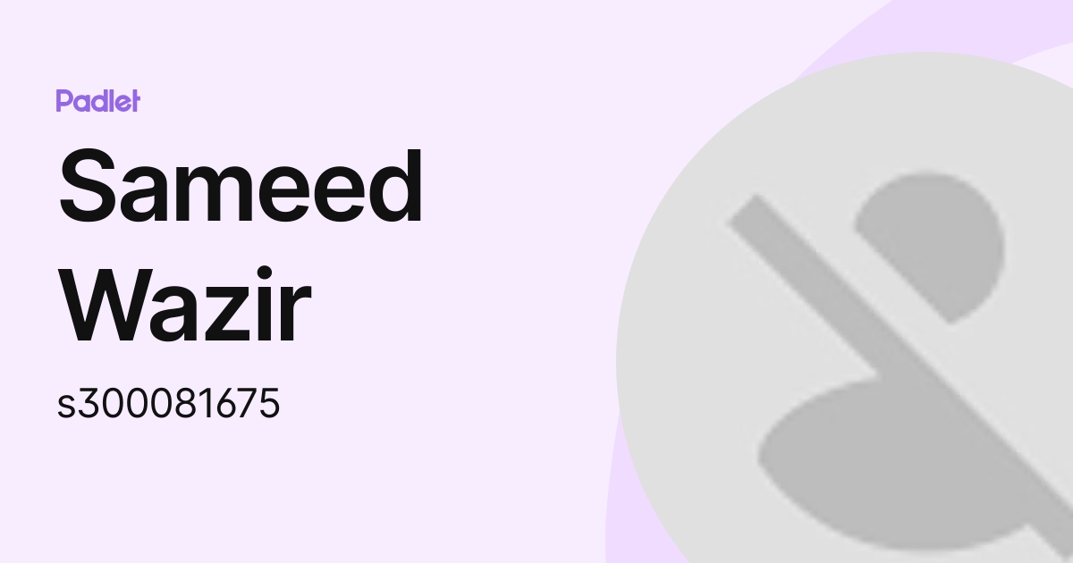 Sameed Wazir (s300081675) profile | Padlet