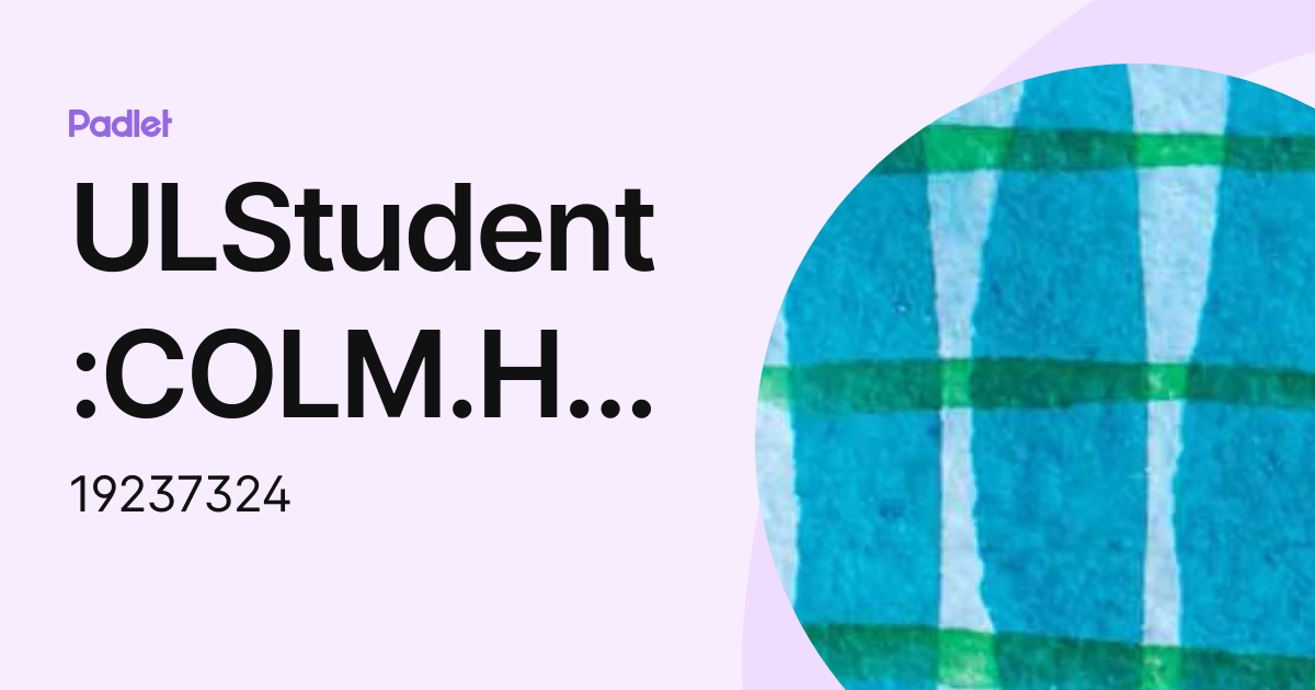 ULStudent:COLM.HOGAN (19237324) profile | Padlet