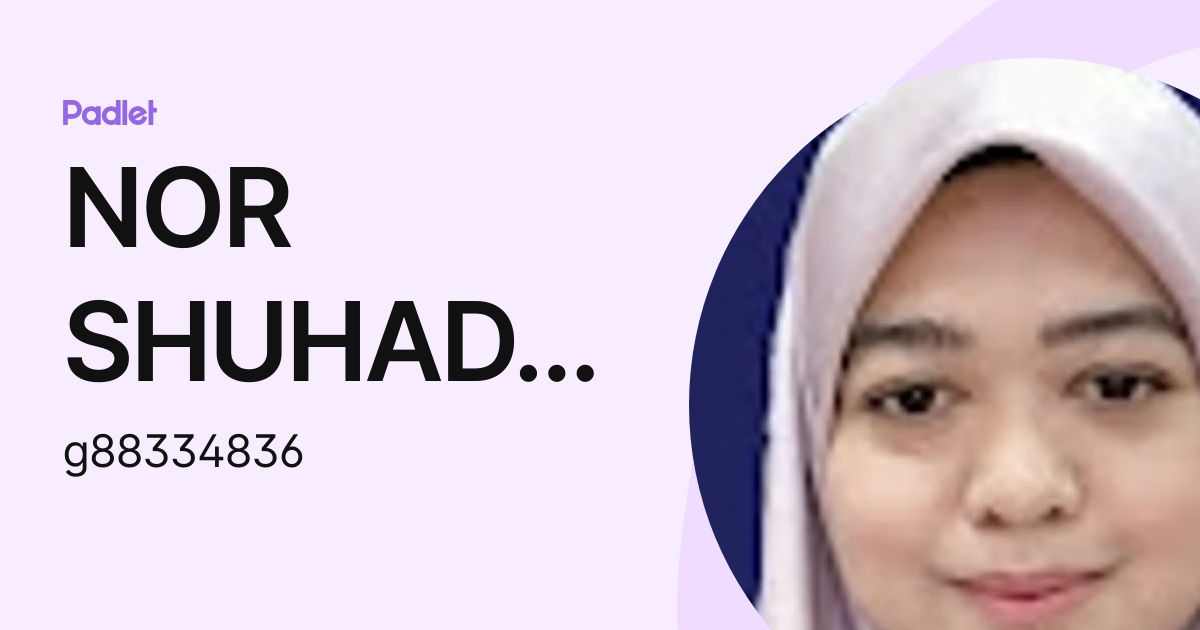 NOR SHUHADA BINTI AZIZ Moe (g88334836) profile | Padlet